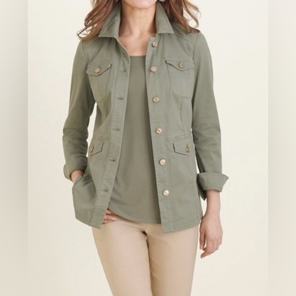 Chico's | Jackets & Coats | Nwt Chicos Elongated Sateen Utility Jacket ...